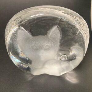 Vintage | Office | Vintage Clear With A Frosted Glass Cat Paperweight ...